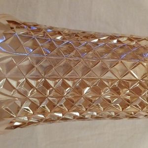 Accents | Vintage Peach Carnival Glass Vase Diamond Pattern | Poshmark